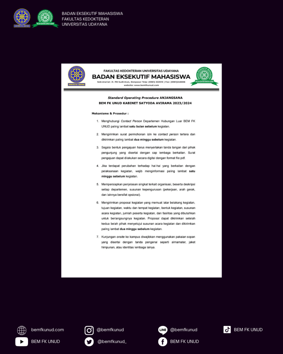 Standard Operating Procedur Anjangsana BEM FK UNUD Kabinet Satyoda Avirama 2023/2024 - BEM FK ...
