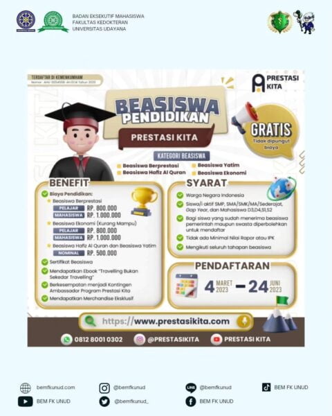 Beasiswa Prestasi Kita - BEM FK UNUD 2025 - Saptakarya Digdaya