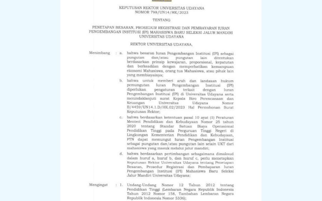 Penetapan Besaran Prosedur Registrasi dan Pembayaran IPI Mahasiswa Baru ...