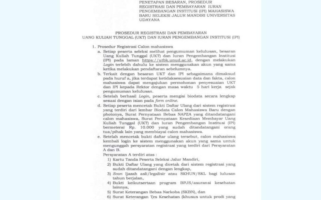 Penetapan Besaran Prosedur Registrasi dan Pembayaran IPI Mahasiswa Baru ...