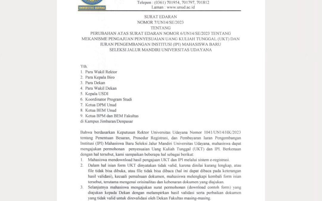 Mekanisme Pengajuan Penyesuaian UKT dan IPI Mahasiswa Baru Jalur ...